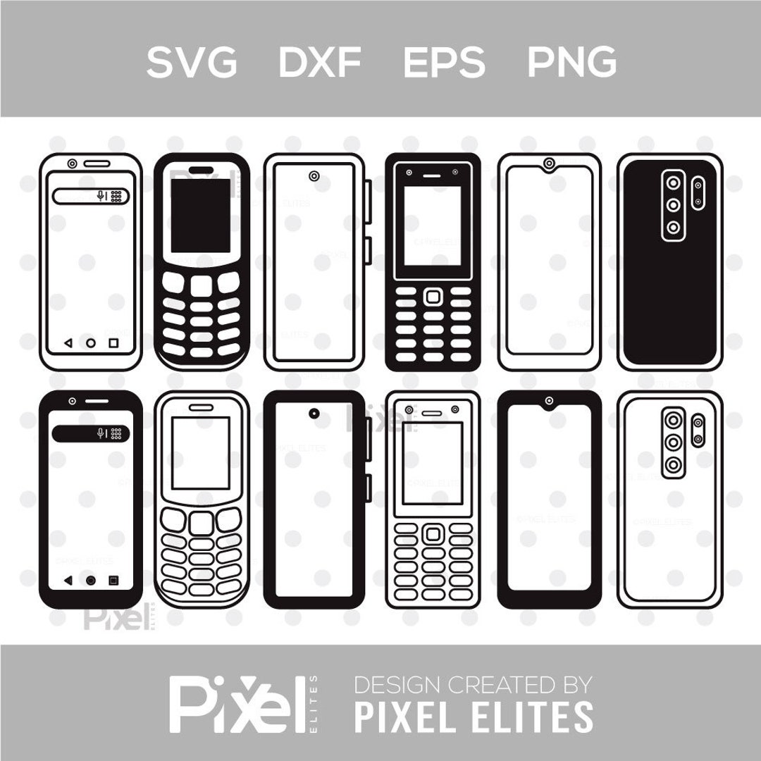 Cell Phone SVG Bundle | Retro & Smartphone Silhouettes | Mobile Phone ...