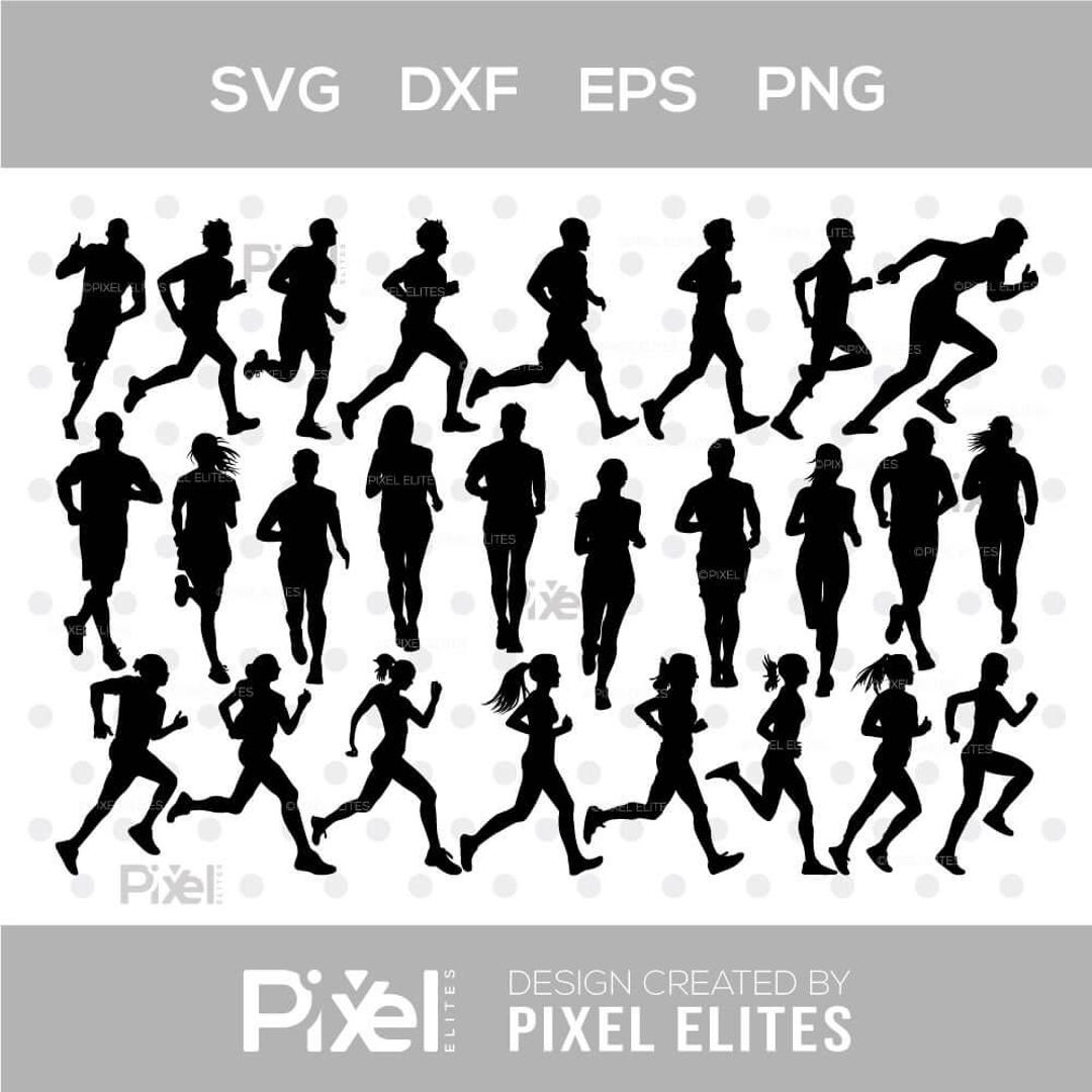 Running SVG Bundle | Runner Silhouette & Running Man Cut Files | Dxf ...