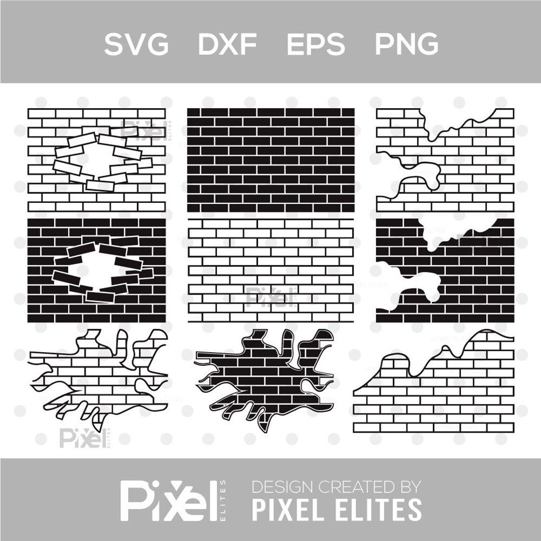 Brick Wall Silhouette, Brick Wall SVG, Brick Svg, Wall Svg, Brick ...