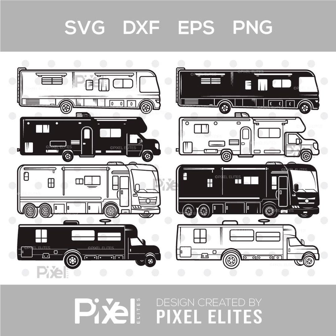 Motorhome SVG Bundle | Camper & RV Silhouette Cut Files (digital ...