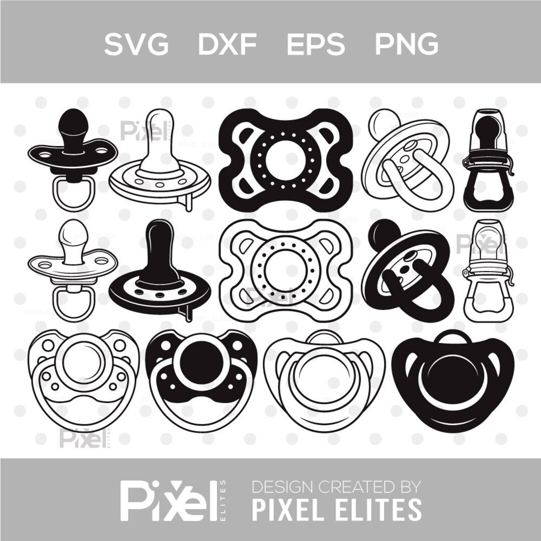 Baby Pacifier SVG Bundle: Binky Silhouette Cut Files (digital Download ...
