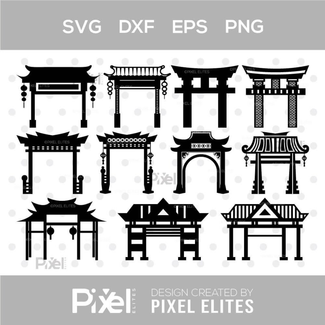Chinese Gate SVG Cut Files | Chinese Gate Silhouette & Torii Gate ...