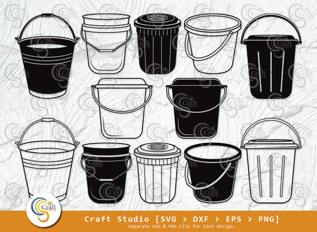 Bucket Silhouette Water Bucket Svg Cleaning Bucket Svg Bin - Etsy México