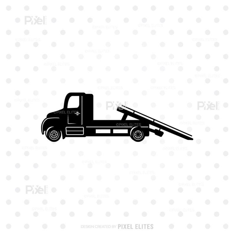 Rollback Tow Truck Silhouette SVG Bundle, Flatbed Wrecker Outline Cut ...
