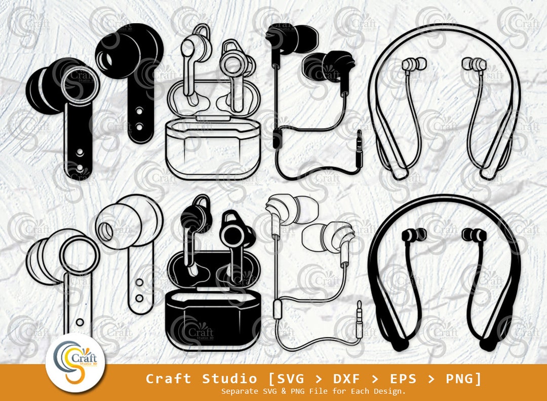 Earphone Silhouette, Headphone Svg, Headset Svg, Music Svg, Earphone ...