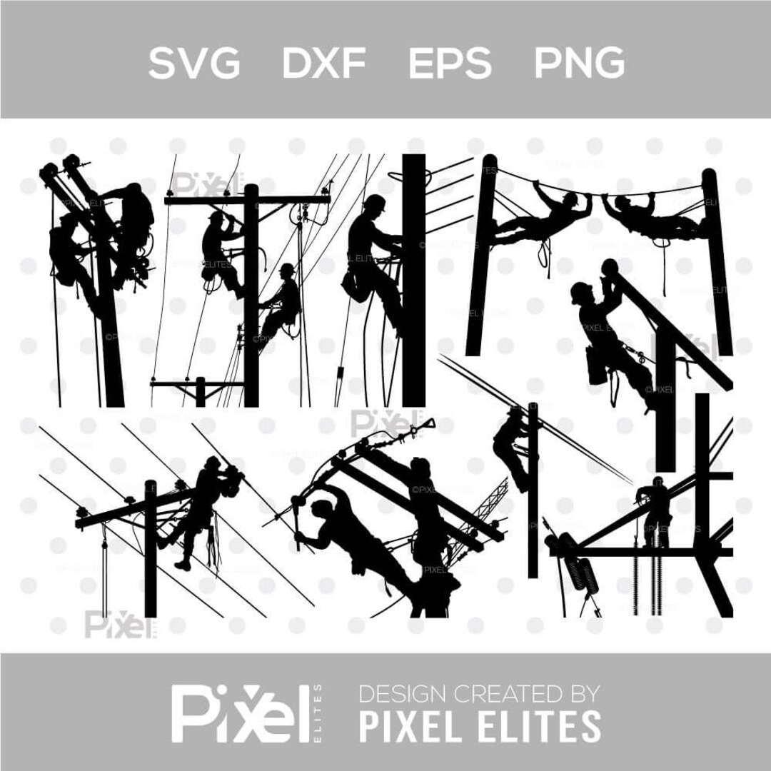 Lineman Silhouette Svg | Electrician Utility Worker Cut File (svg, Dxf ...