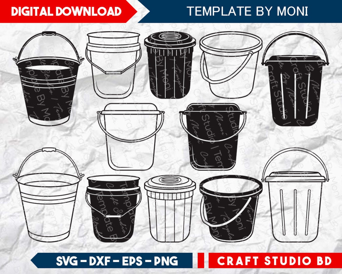 Bucket Silhouette Water Bucket Svg Cleaning Bucket Svg Bin | Etsy