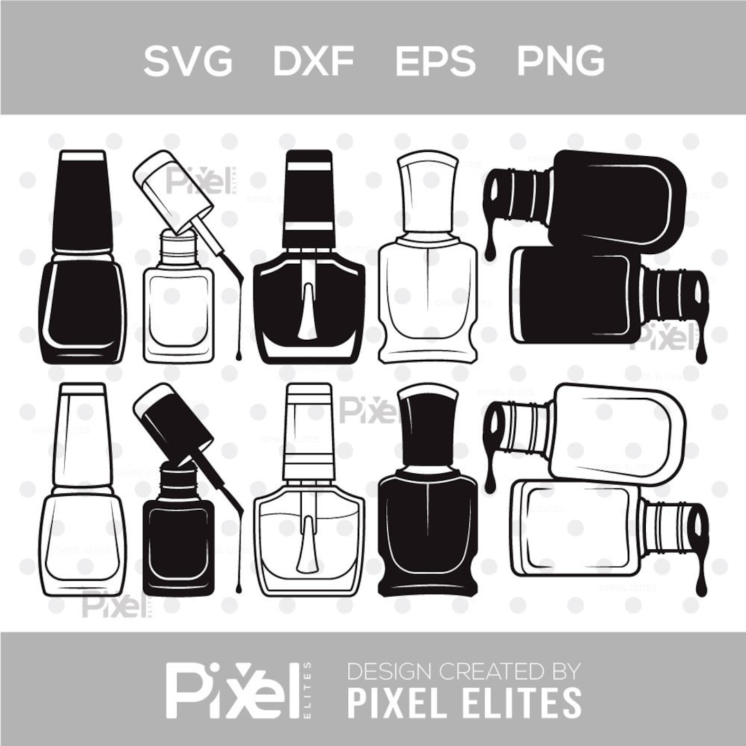 Nail Polish SVG Bundle, Outline, Manicure & Fashion Silhouettes, Dxf ...