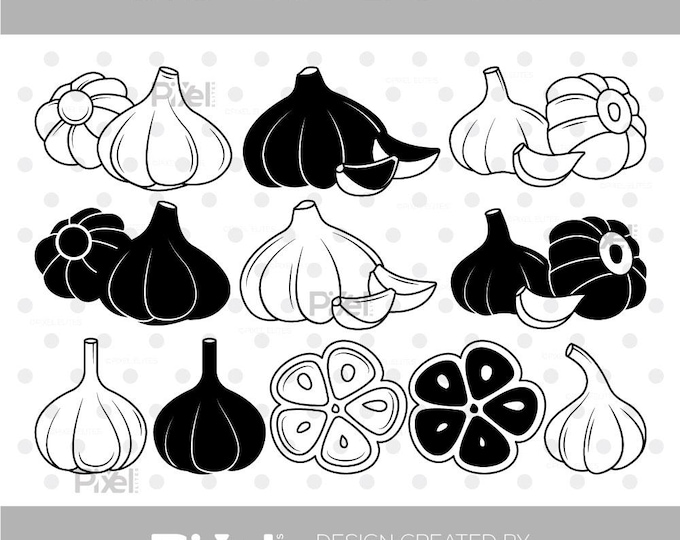 Garlic SVG, Garlic Vector Graphics, Garlic Clove SVG, Kitchen SVG ...