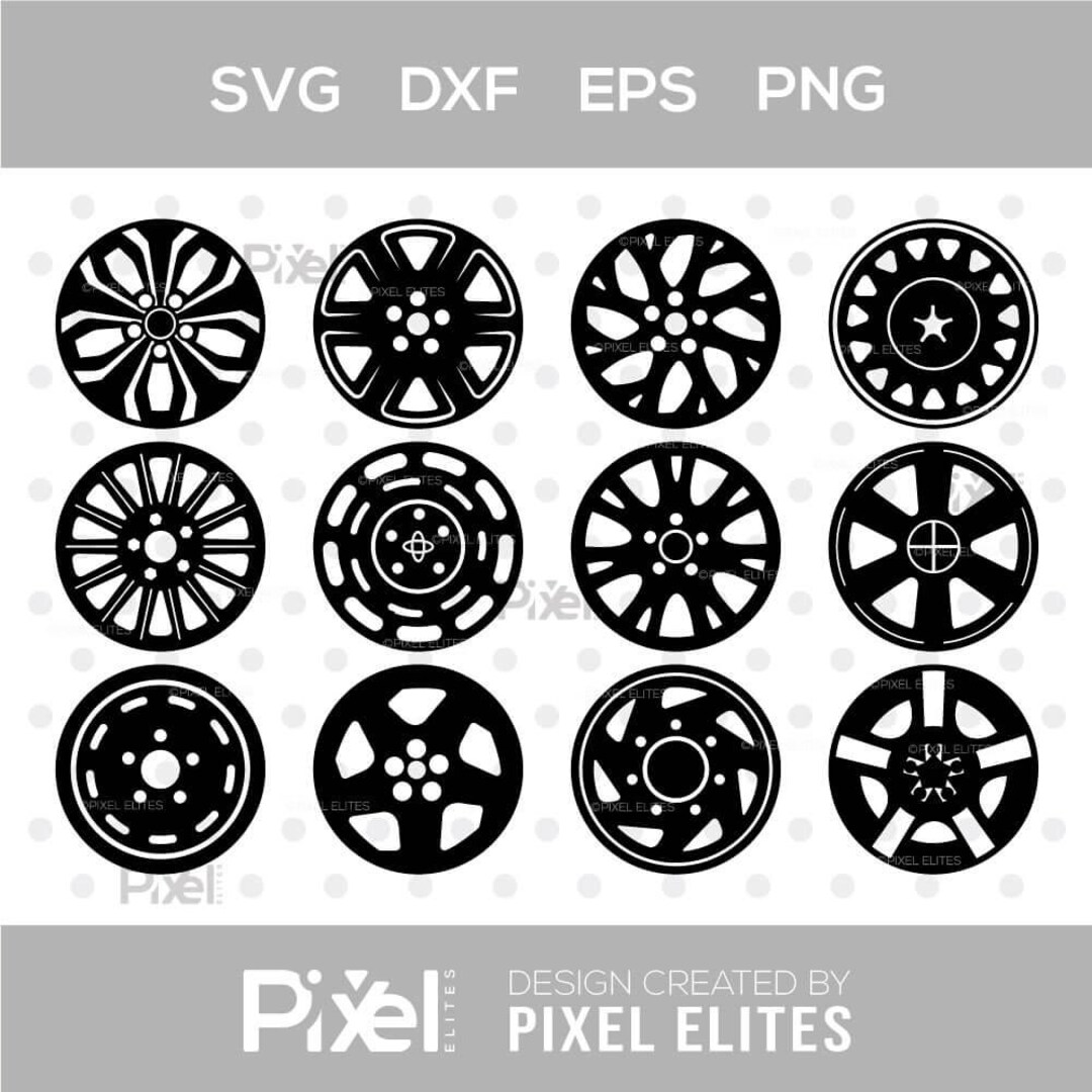 Wheel Hubcap SVG Cut Files: Auto Rubber Silhouette (digital Download ...