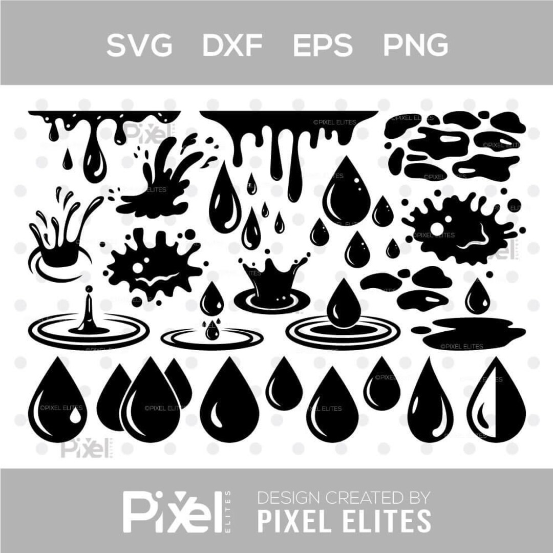 Water Droplets SVG Bundle | Water Silhouette | Raindrop & Splash SVG ...