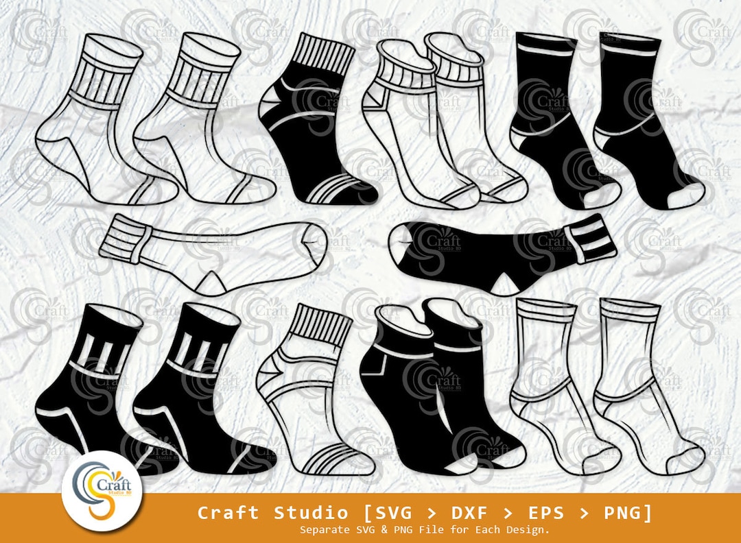 Sock Silhouette Ankle Socks Svg Crew Sock Svg Half Socks - Etsy