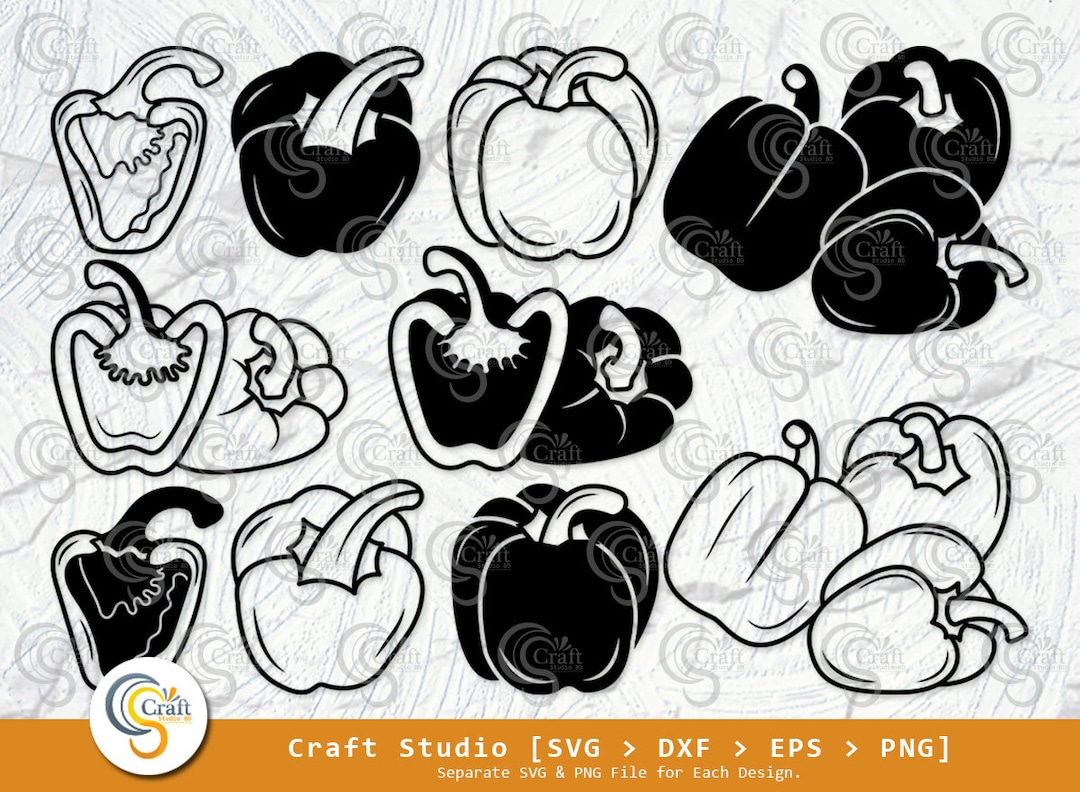 Bell Pepper SVG, Bell Pepper Silhouette, Capsicum Svg, Food Svg, Pepper ...