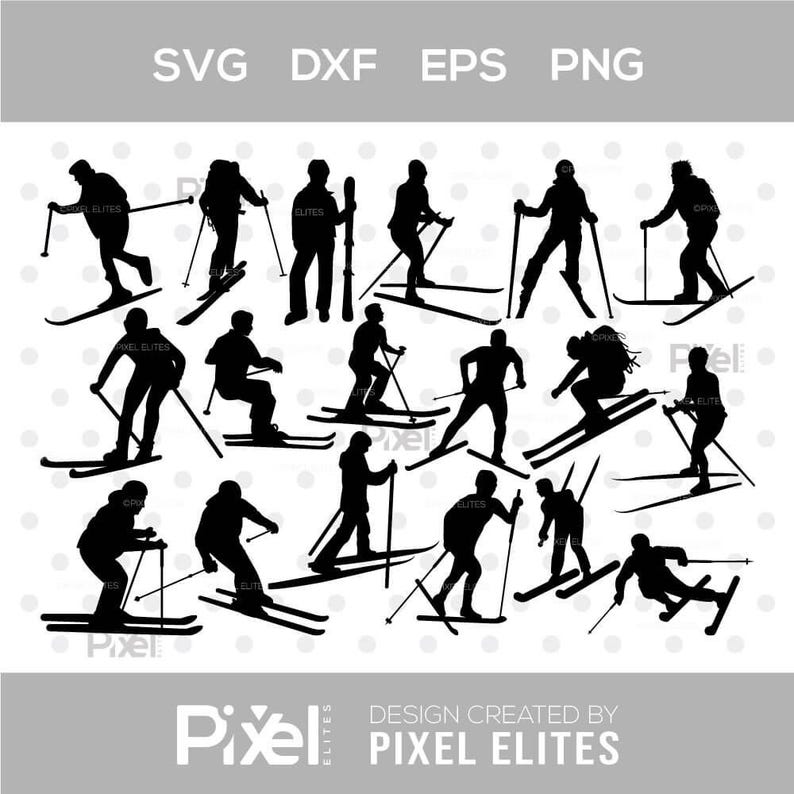 Skiing Silhouette SVG Bundle | Skier SVG Cut Files | Winter Sport Ski ...