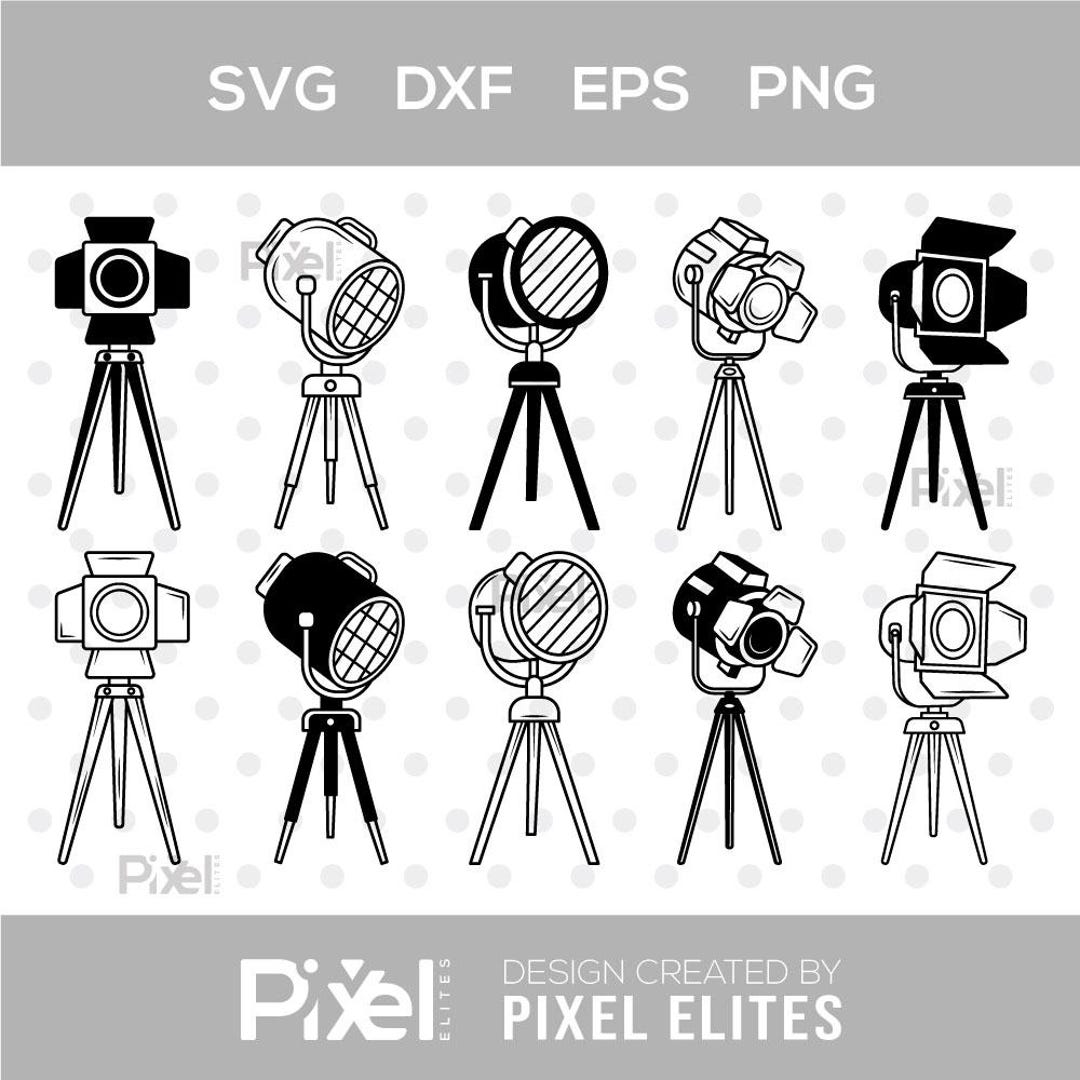 Director Light SVG, LED Spotlight Svg, Tripod Floor Lamp Svg, Studio ...