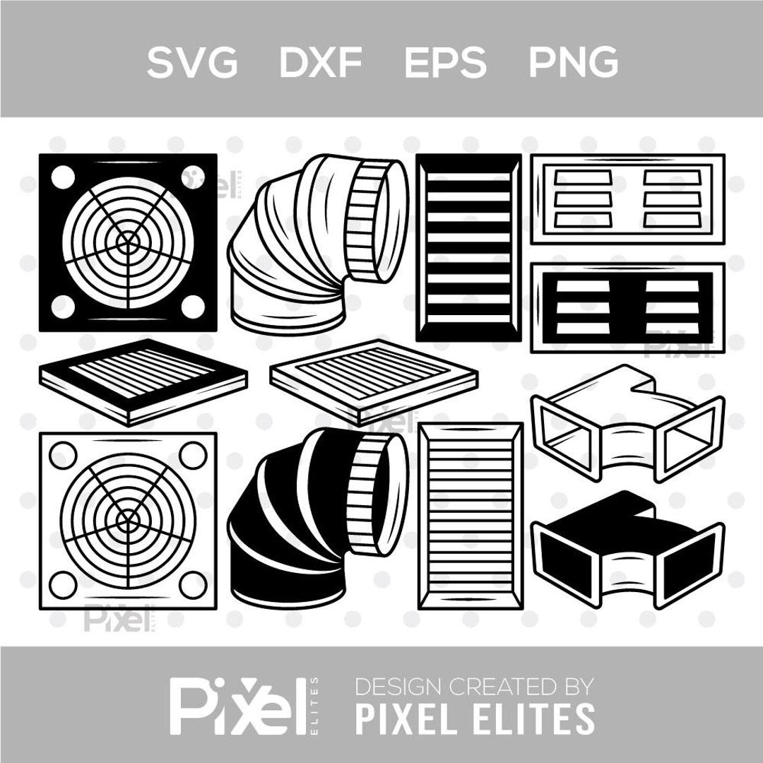 Air Duct SVG Bundle | Duct Silhouette & Outline Cricut Cut Files | HVAC ...