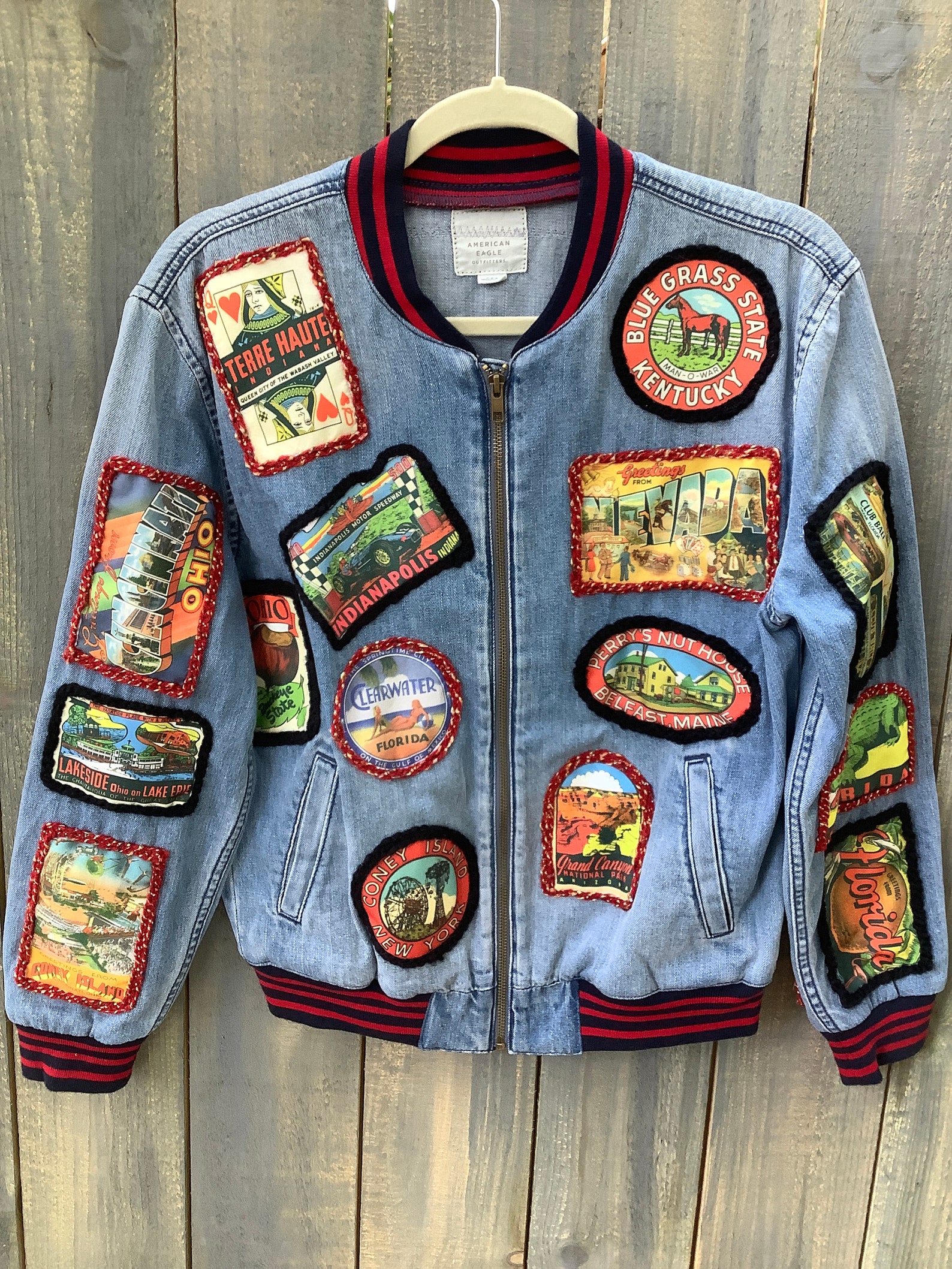 Embellished Denim Bomber Jean Jacket Bomber Jean Jacket - Etsy