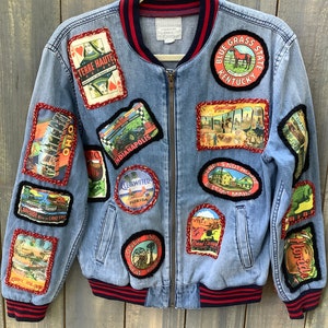 Embellished Denim Bomber Jean Jacket, Bomber Jean Jacket, Roadside ...