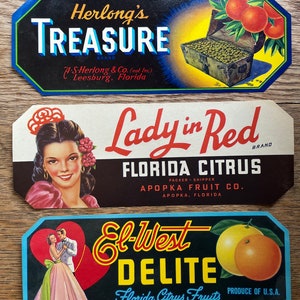 Lot of 9 Vintage Crate Labels, Produce Advertising, Box Labels ...