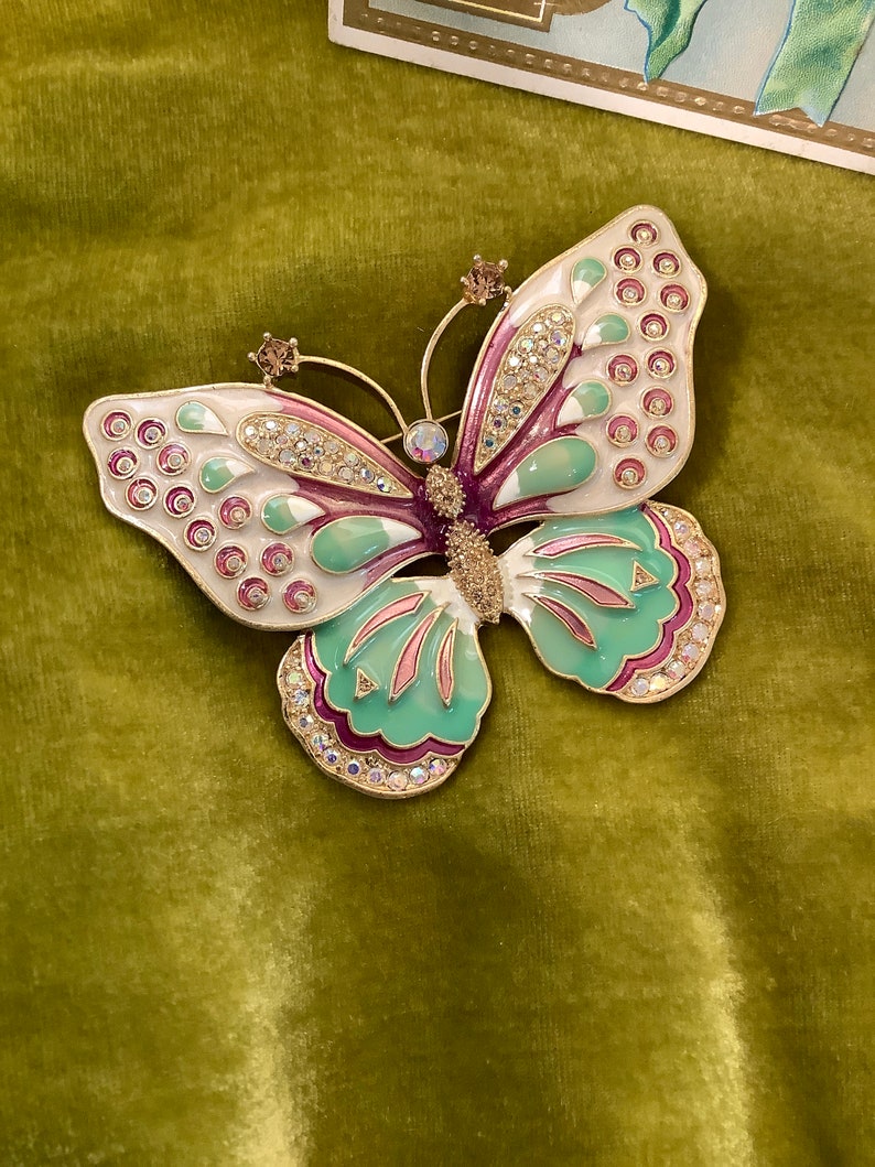 KJL Butterfly Pin Kenneth Jay Lane signed brooch vintage | Etsy