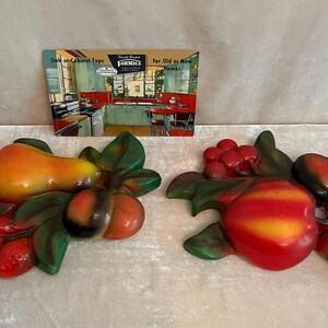 Pair Plaster Fruit Plaques, Mid Century Ca.1950's, Apple, Pear ...