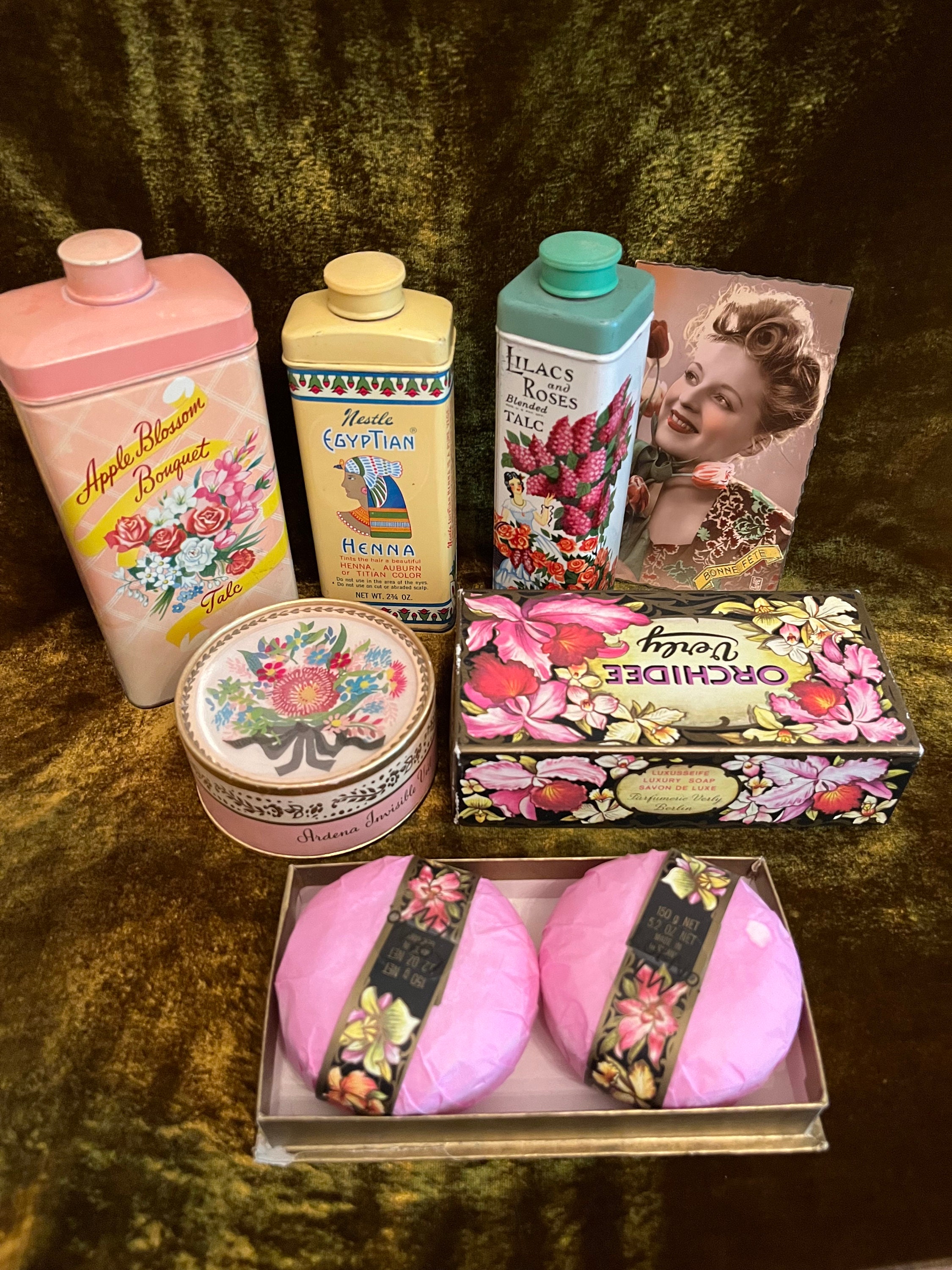 Lot of 5 Vintage Powder Tins & Box Soaps Egyptian Henna - Etsy