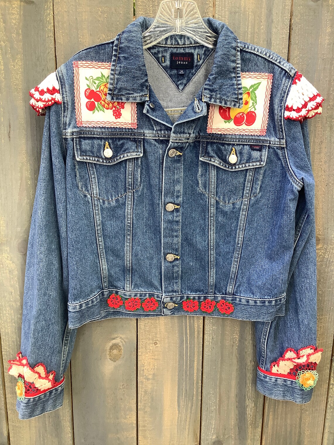 Embellished Jean Jacket Fruit & Flowers Hippie Boho Jacket | Etsy