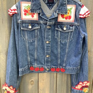 Embellished Jean Jacket Fruit & Flowers Hippie Boho Jacket - Etsy