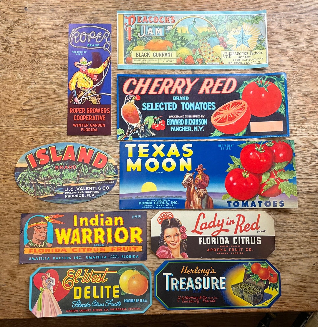 Lot of 9 Vintage Crate Labels, Produce Advertising, Box Labels ...