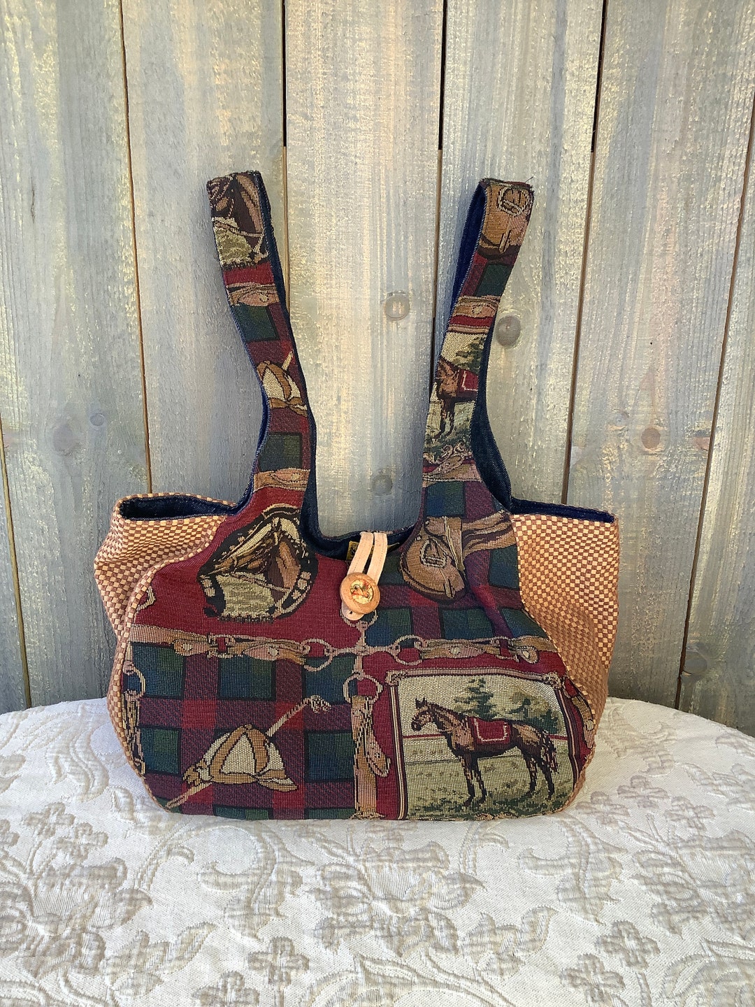 Equestrian Travel Tote Bag, English Horse Theme, Boho Duffel - Etsy