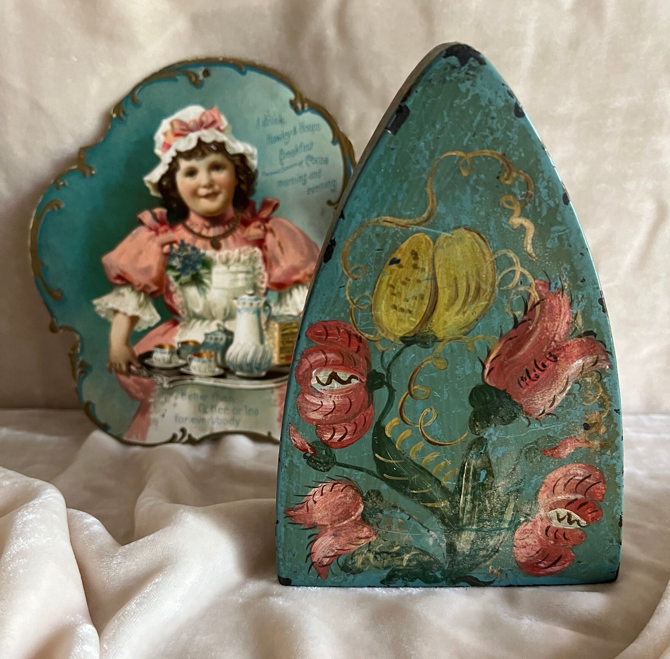 Tole Painted Sad Iron, 1893 Pat. Sep. 4, Number 6, Door Stop, Hand ...