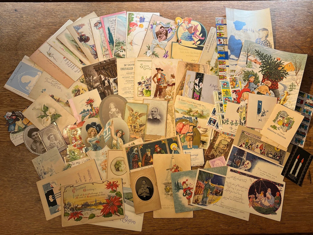 Lot of 69 Pcs Vintage Paper, Antique Art Deco Postcards, Victorian ...