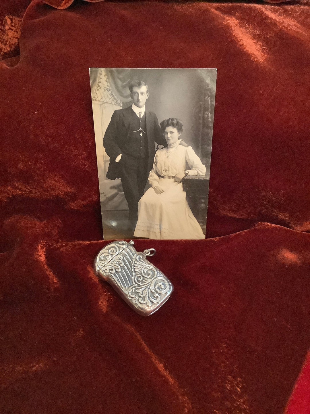 Sterling Pendant Match Safe, Victorian Silver, Art Nouveau, Case for ...