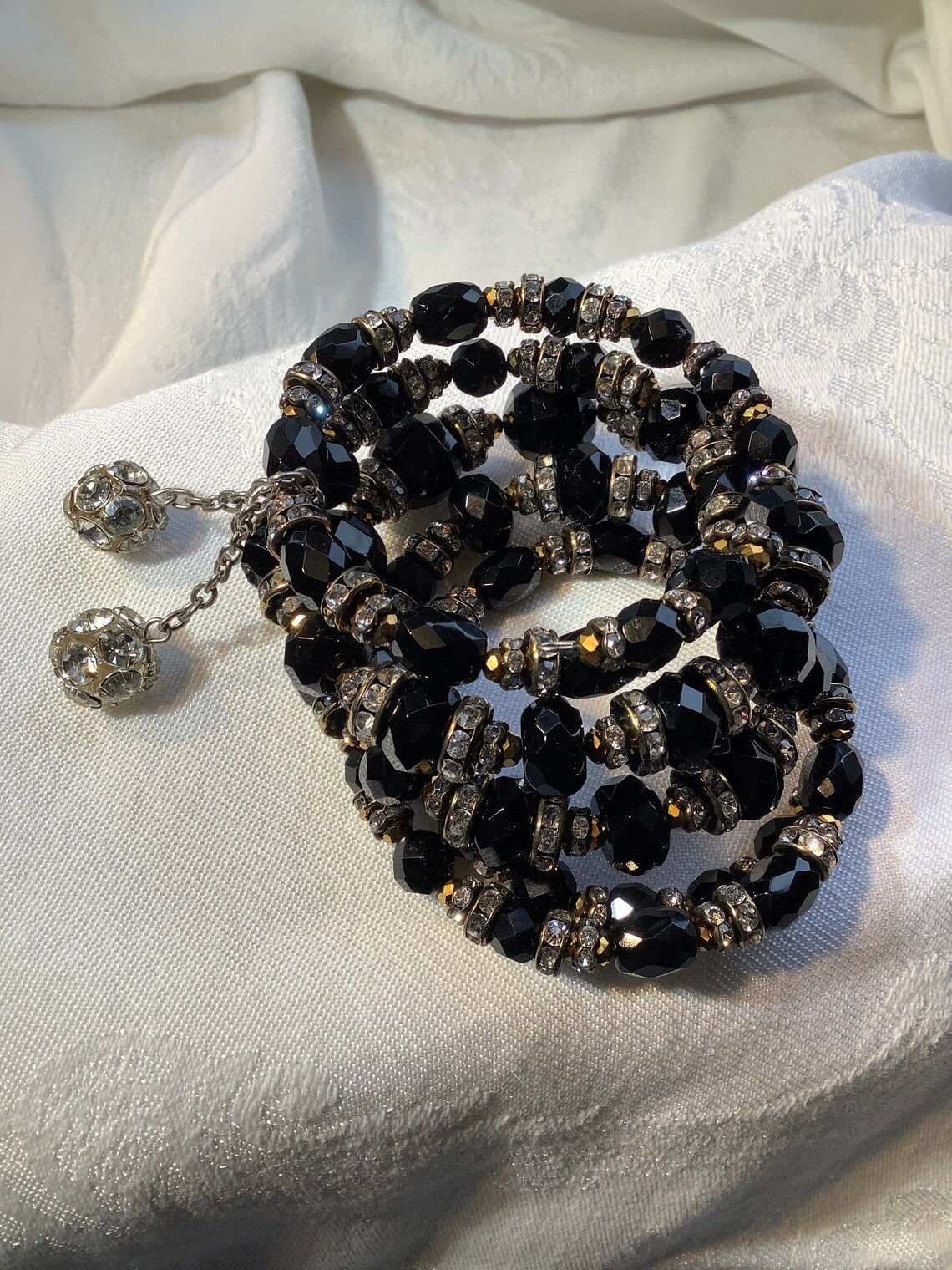 Bohemian Gypsy Wrap Bangles Bracelet Black Glass | Etsy