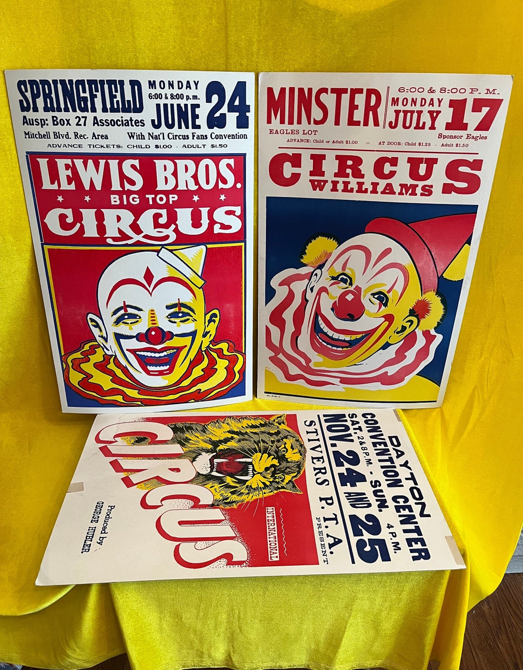 3 Vintage Circus Posters, Clowns & Tiger, Ca.1970s, Vintage Paper ...