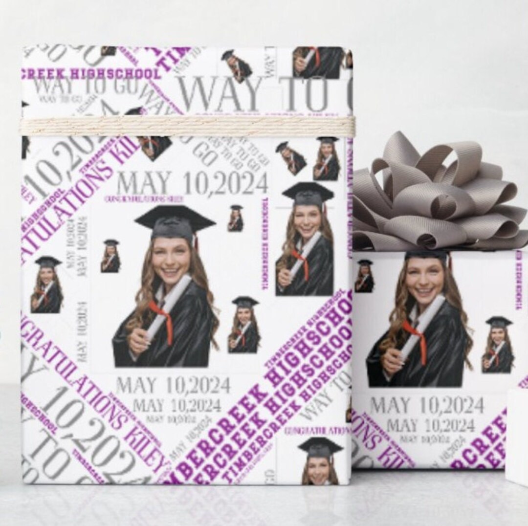 Custom Personalized Graduation Day Gift Wrap Class of 2024 With ...