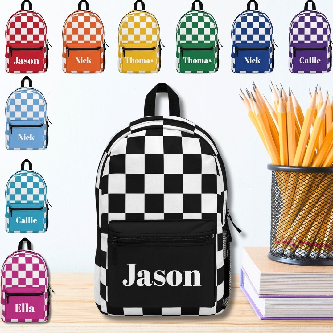 Personalize Backpack for School checkered Personalized Bookbags and ...