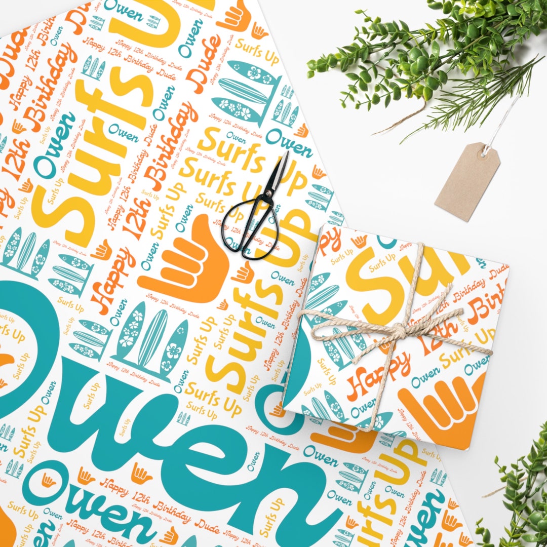 Surf Beach Pool Party Personalized Wrapping Paper California Florida ...