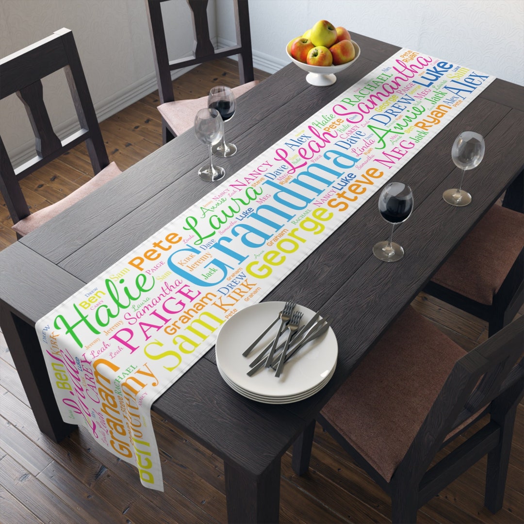 Gift for Grandma Table Runner With Grandkids Names - Etsy