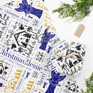 Personalized Wrapping Paper With Name Bethlehem Nativity Scene - Etsy