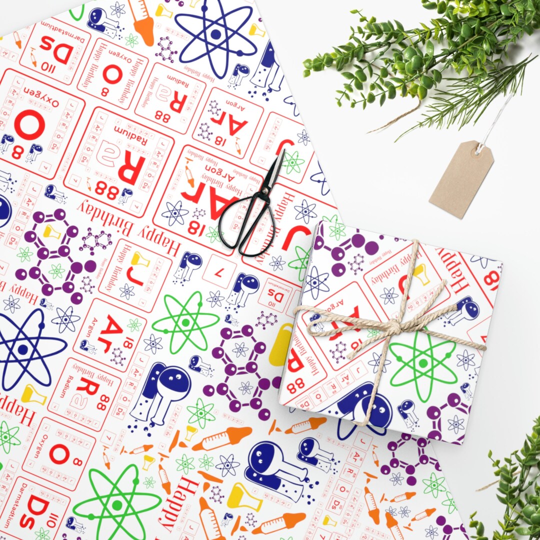 Personalized Science Party Gift, Name Wrapping Paper Periodic Table Mad ...