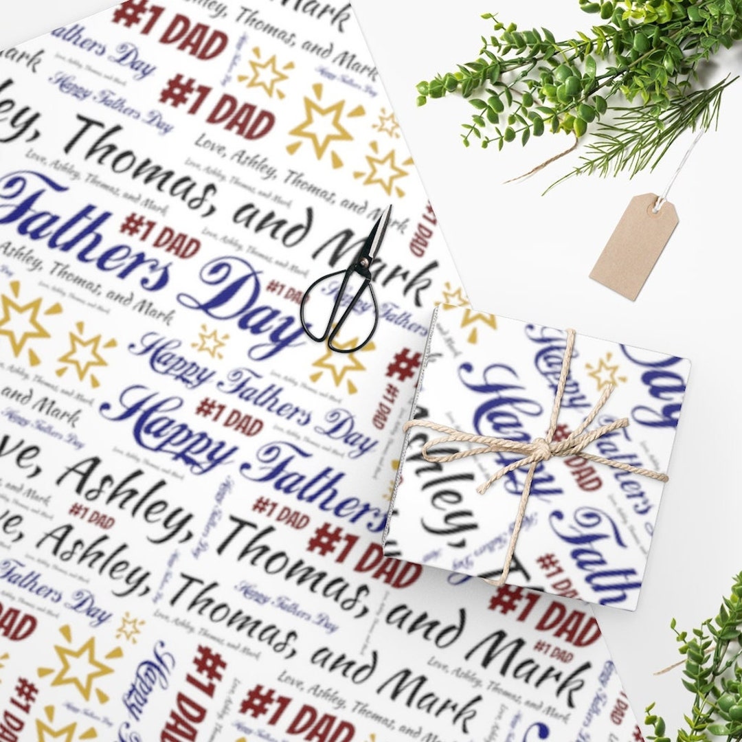 Custom Wrapping Paper With Name Father's Day to and From Gift Tag ...