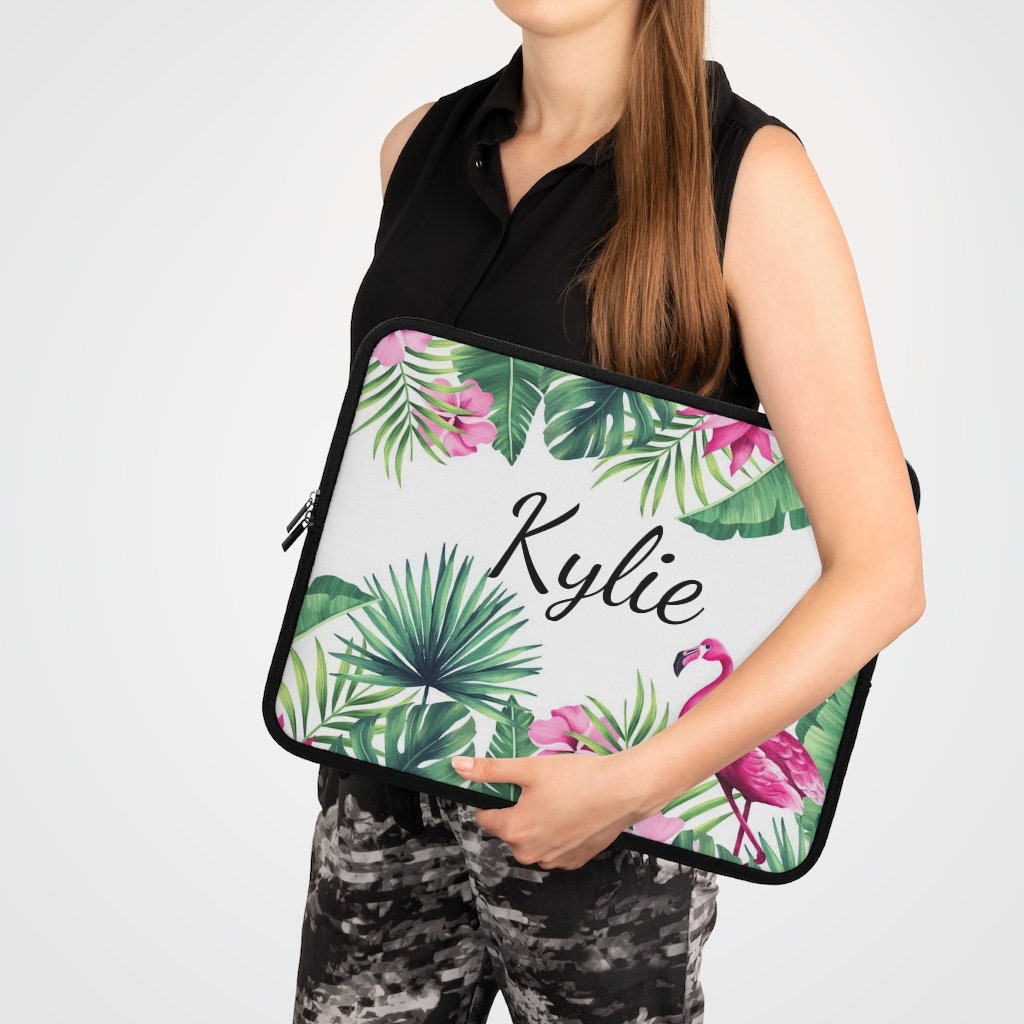 Personalized laptop case tropical palm leaf flamingo laptop - Etsy.de