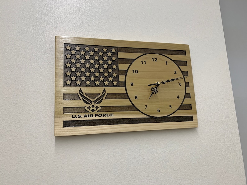 Custom Carved Military US Flag Clock - Etsy