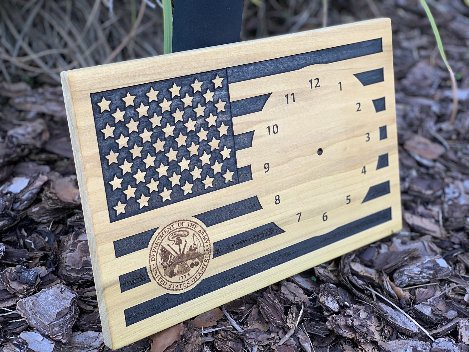 Custom Carved Military US Flag Clock - Etsy