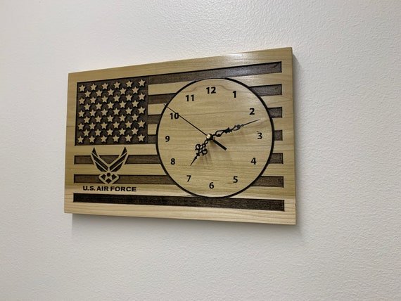 Custom Carved Military US Flag Clock - Etsy