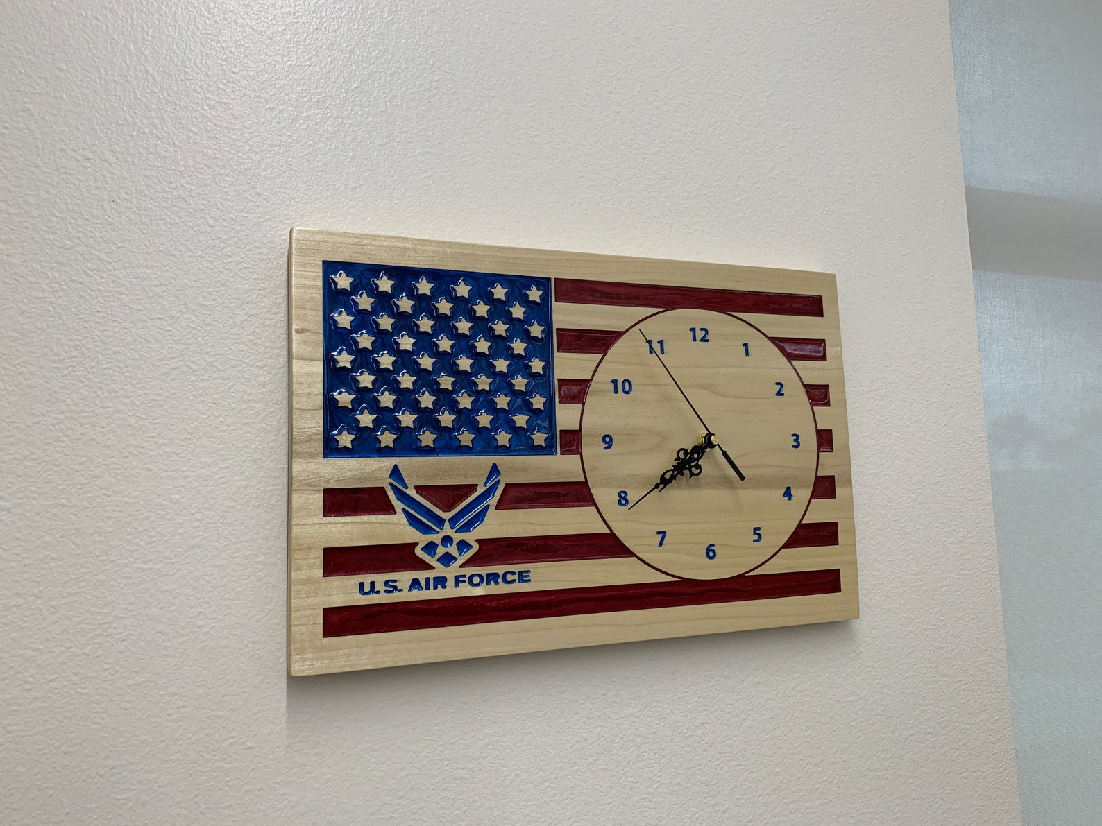 Custom Carved Military US Flag Clock - Etsy
