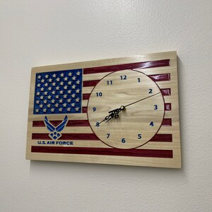 Custom Carved Military US Flag Clock - Etsy