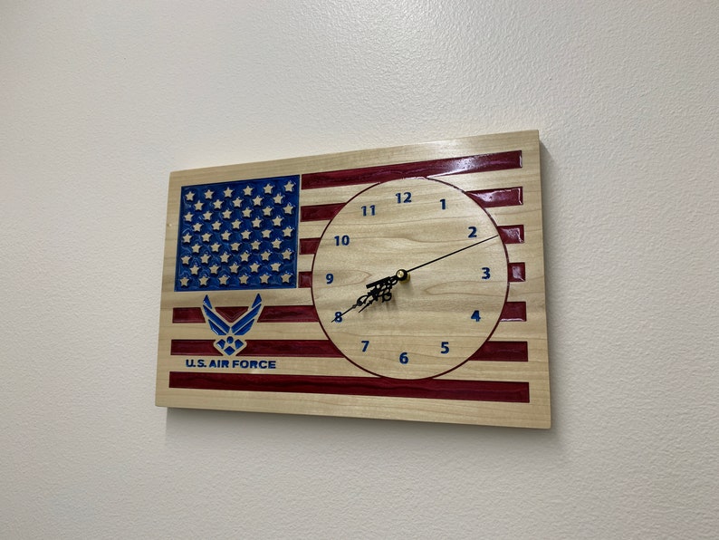Custom Carved Military US Flag Clock - Etsy