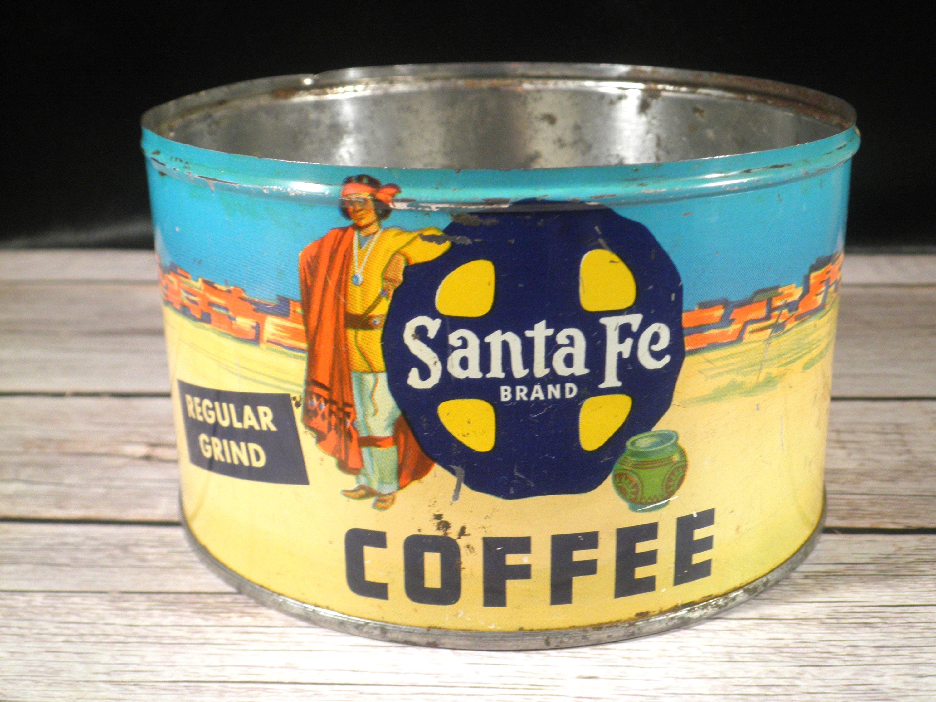 Rare Antique Santa Fe Coffee Tin Can - Native American Lithograph ...